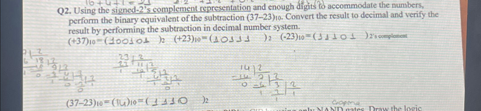 Solved Q2. ﻿Using the signed-2's complement representation | Chegg.com