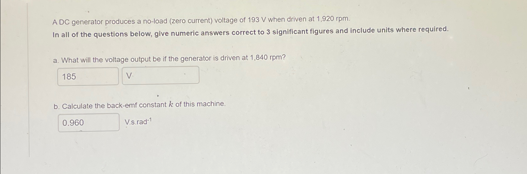 Solved A DC generator produces a no-load (zero current) | Chegg.com