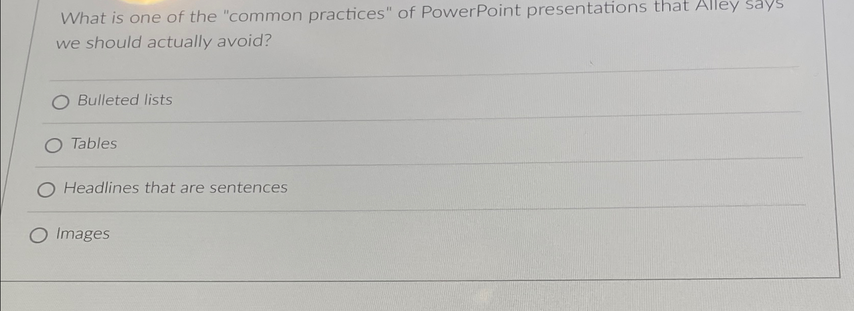 Solved What is one of the "common practices" of PowerPoint | Chegg.com