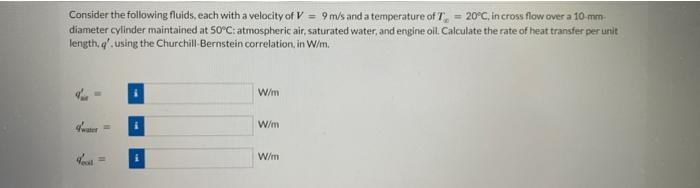 Solved Consider the following fluids, each with a velocity | Chegg.com