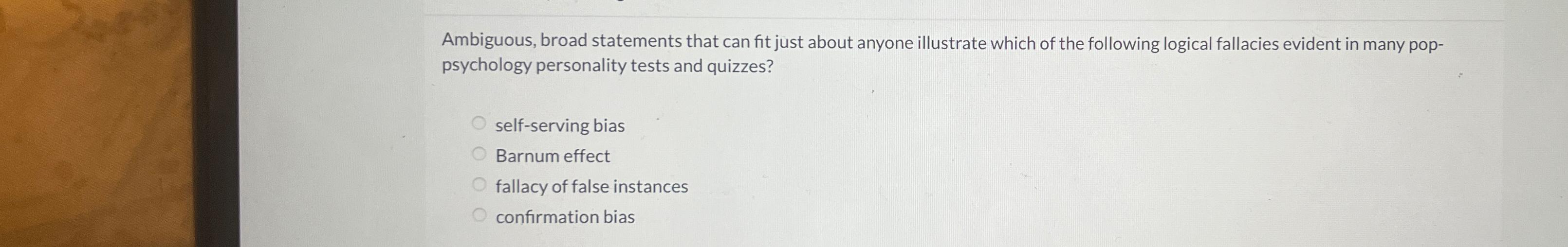 Solved Ambiguous, broad statements that can fit just about | Chegg.com