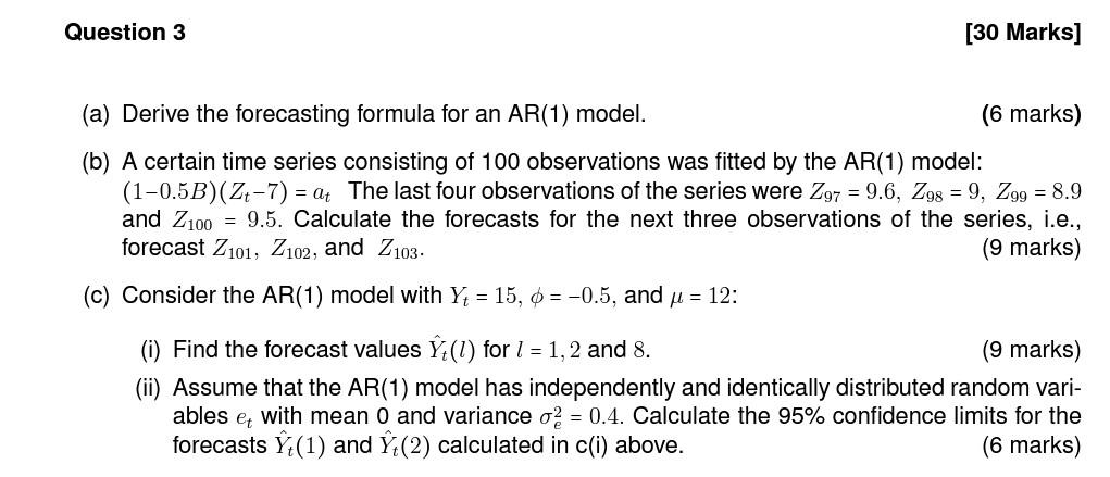 Solved (a) Derive the forecasting formula for an \\( | Chegg.com