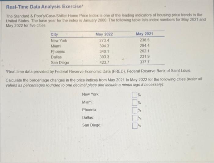 Real-Time Data Analysis Exercise* The Standard \& | Chegg.com