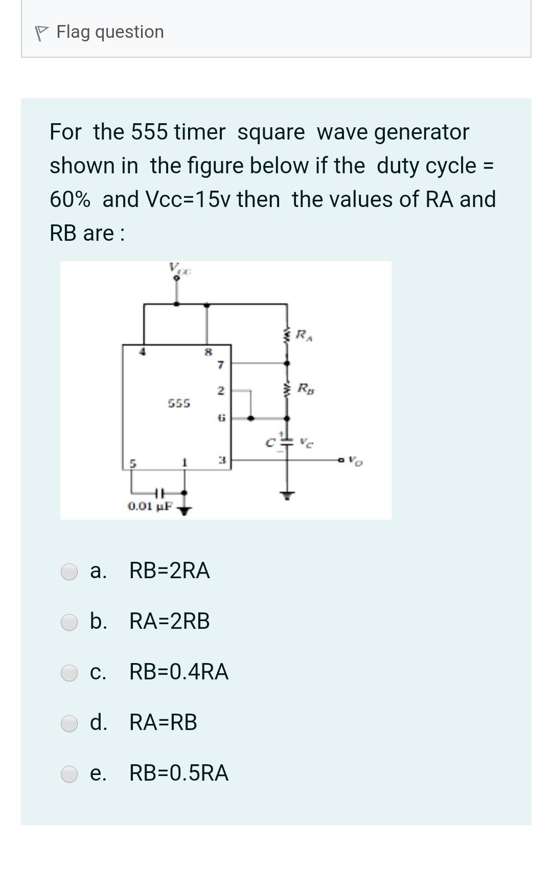 Solved P Flag question For the 555 timer square wave | Chegg.com