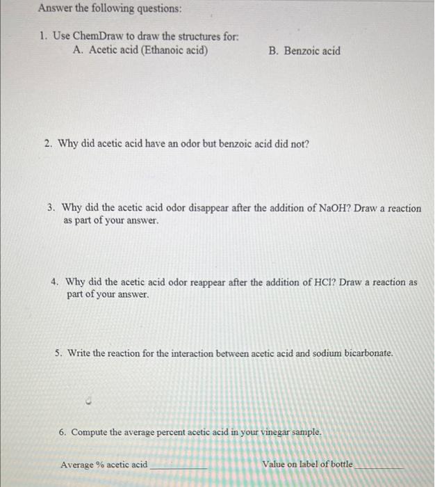 Solved Answer the following questions: 1. Use ChemDraw to | Chegg.com