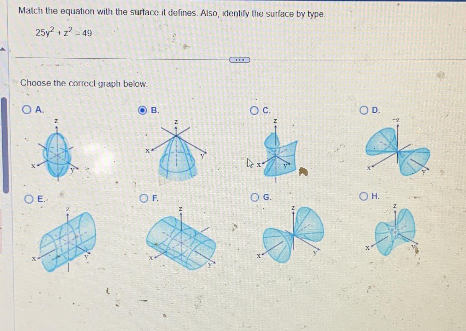 Solved Match the equation with the surface it defines. Also, | Chegg.com