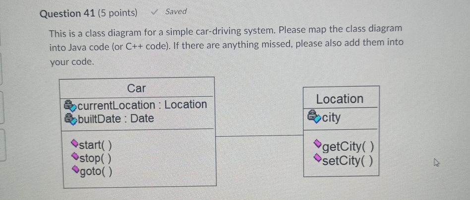 Solved Question 41 (5 ﻿points) ﻿SavedThis is a class | Chegg.com