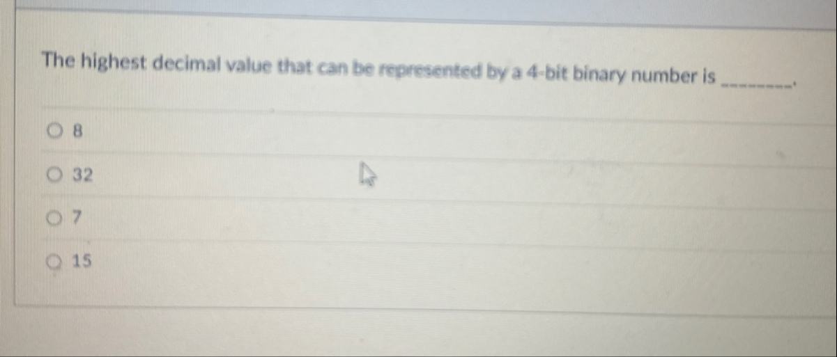 Solved The highest decimal value that can be represented by | Chegg.com