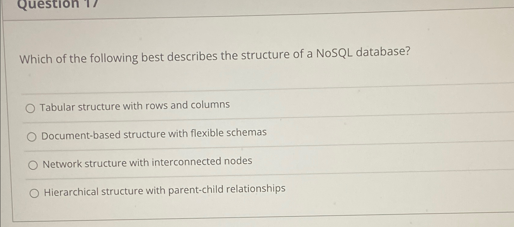 Solved Which of the following best describes the structure | Chegg.com