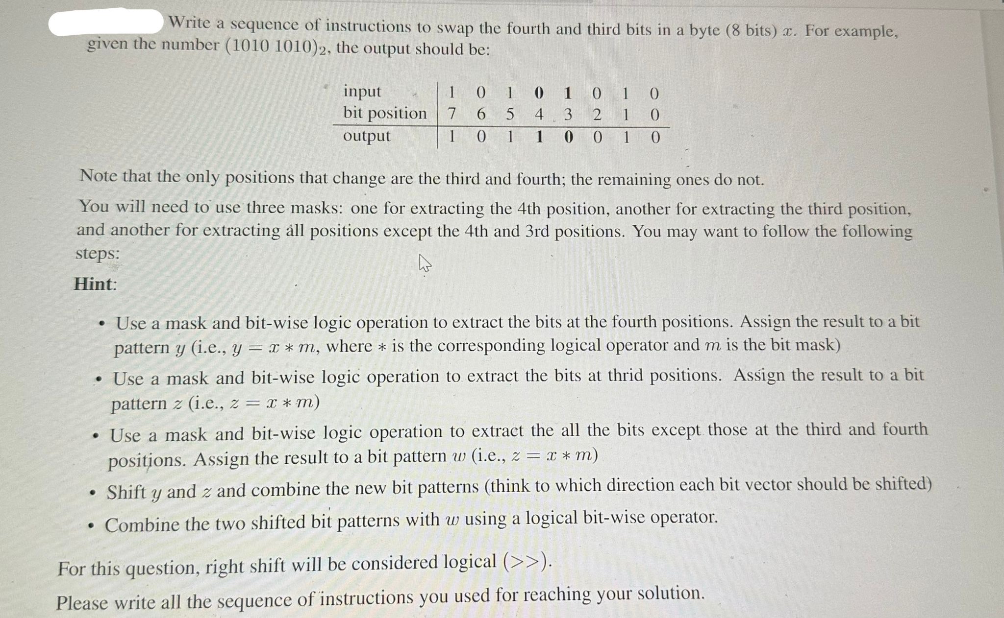 Solved Write a sequence of instructions to swap the fourth | Chegg.com