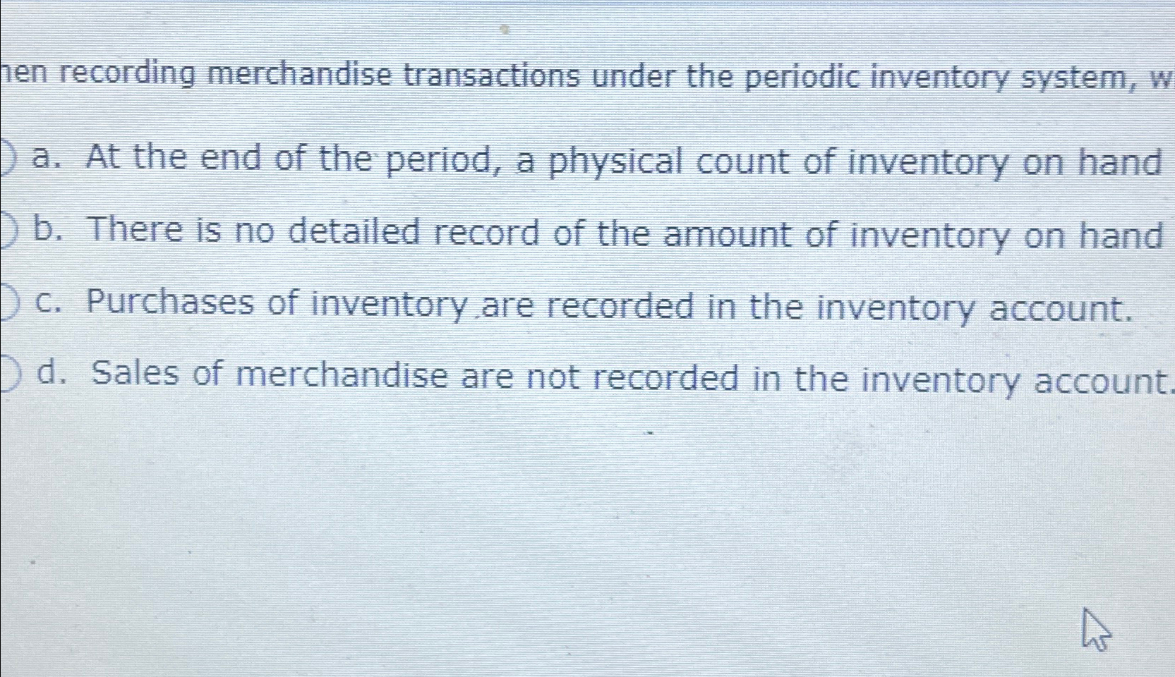 hen recording merchandise transactions under the | Chegg.com