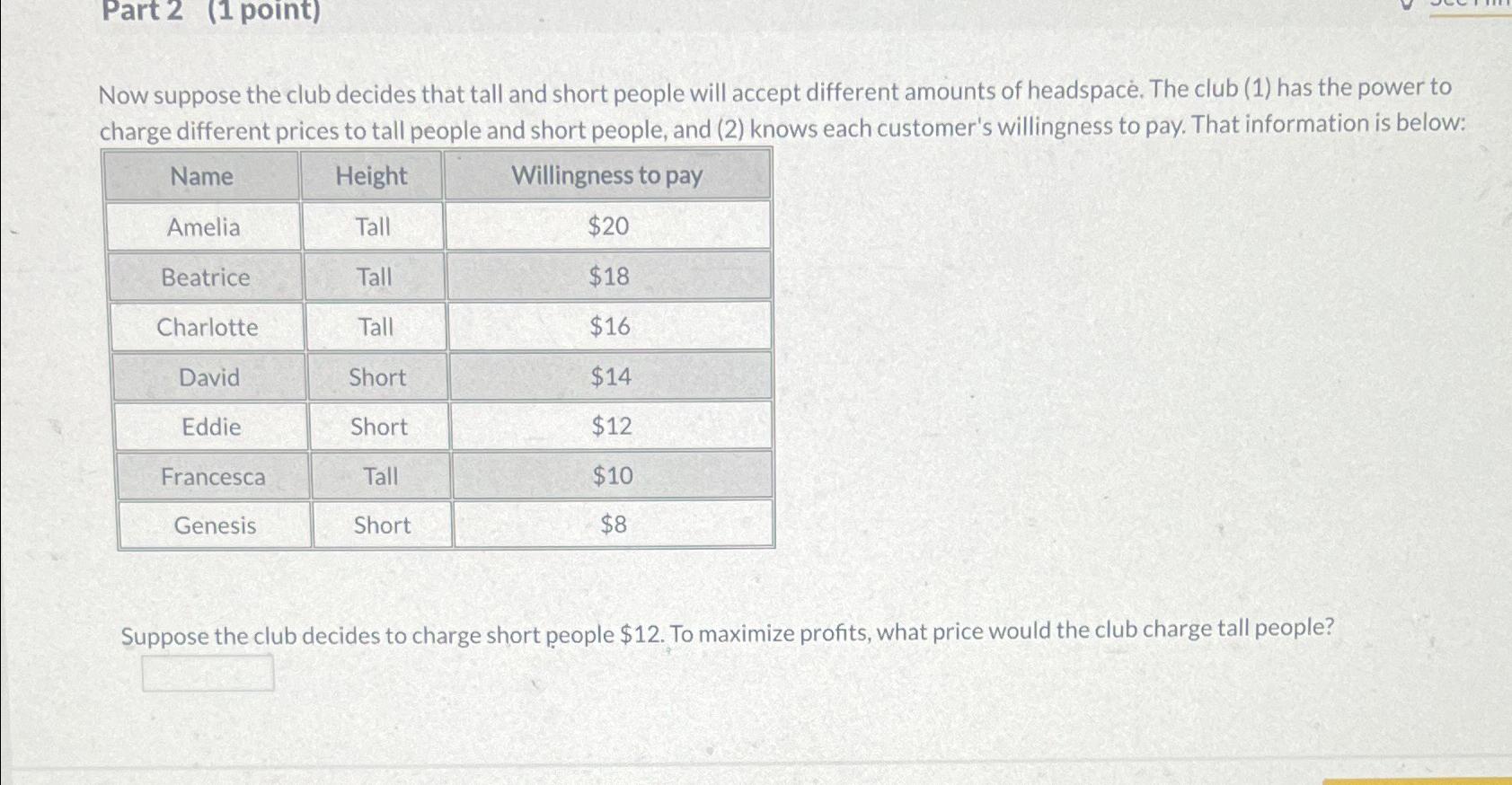 Solved Now suppose the club decides that tall and short | Chegg.com