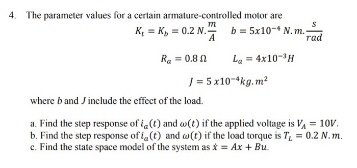 Solved 4. The parameter values for a certain | Chegg.com