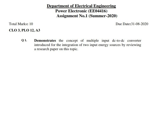 Solved Department of Electrical Engineering Power Electronic | Chegg.com