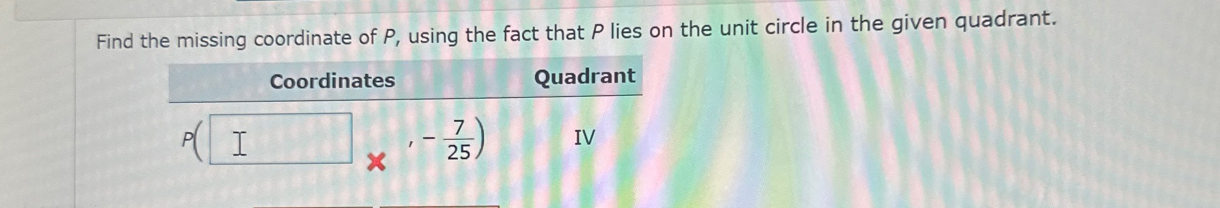 Solved Find the missing coordinate of P, ﻿using the fact | Chegg.com