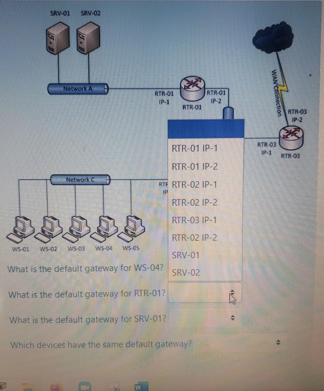 SRV-01 SRV-02 Network A RTR-01 IP-1 RTR-01 IP-2 | Chegg.com