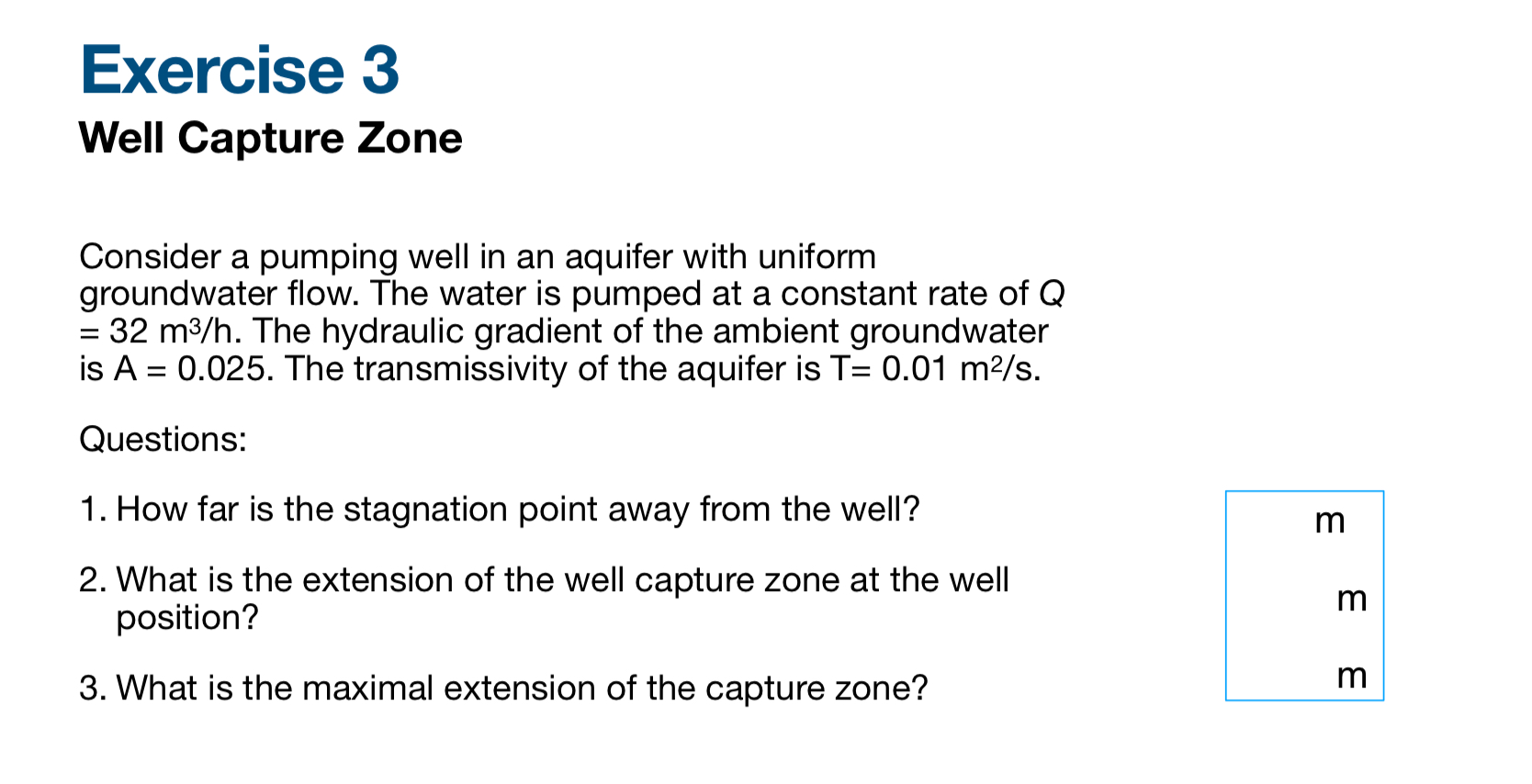 Solved Exercise 3Well Capture ZoneConsider a pumping well in | Chegg.com