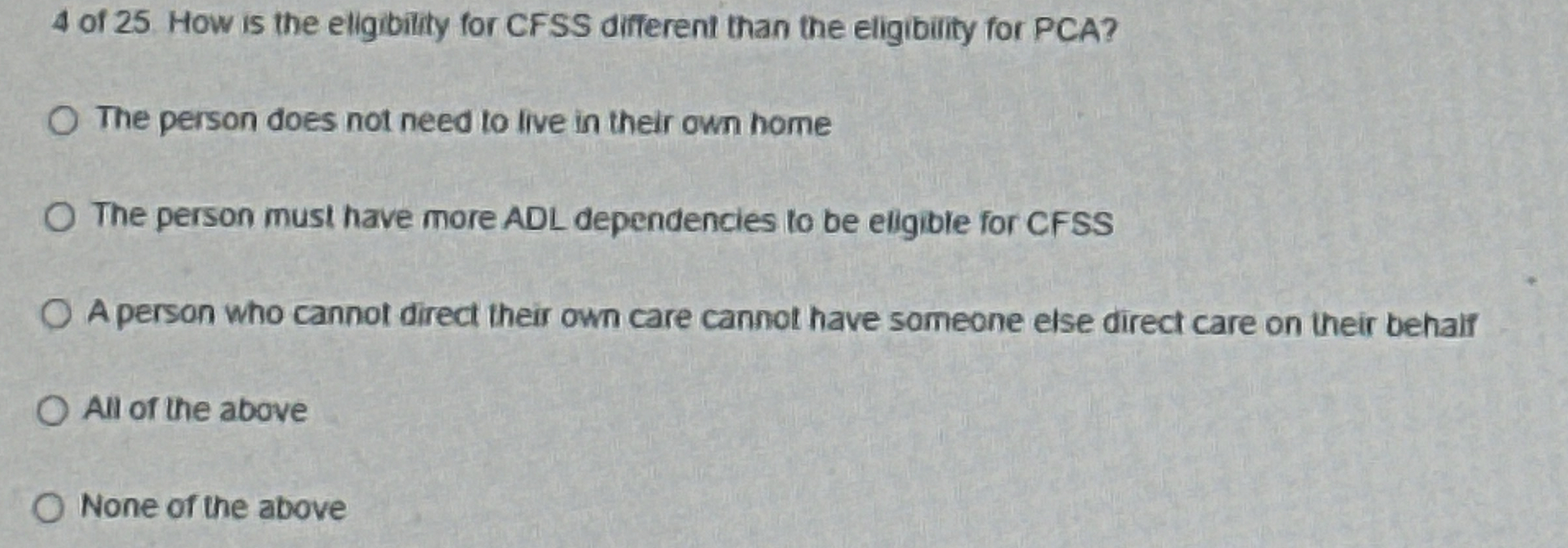 High Quality SOLUTION 4 ﻿of 25 ﻿How is the eligibility for CFSS different | Chegg.com