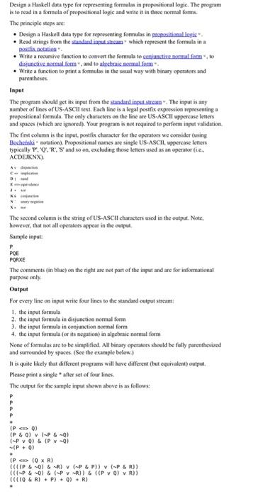 Design a Haskell data type for representing formulas | Chegg.com