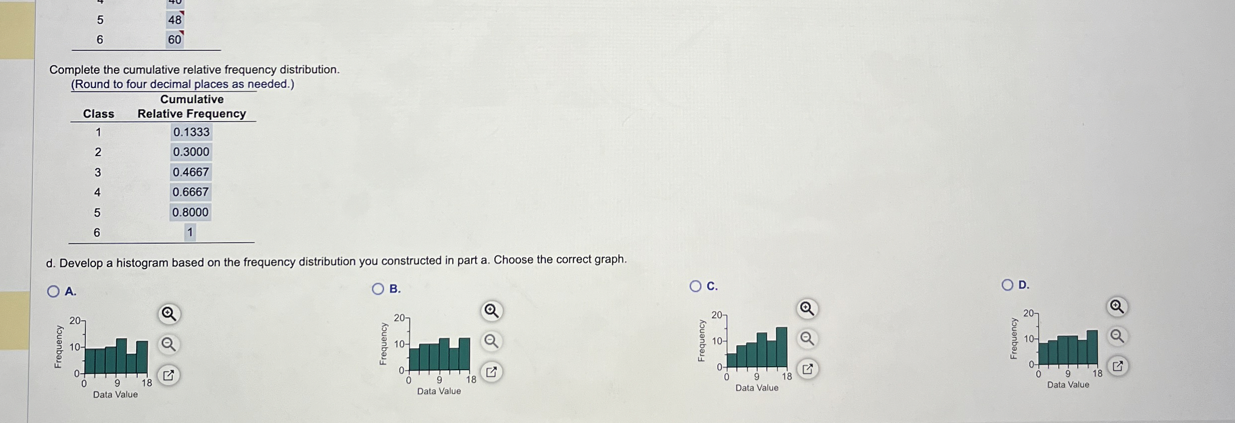 Complete the cumulative relative frequency | Chegg.com