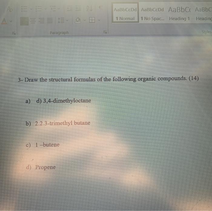 Solved AaBbceDd AaBbCcDd AaBb C AaBbc 1 Normal 1 No Spac... | Chegg.com