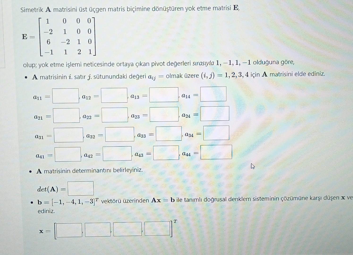 Simetrik A matrisini üst üçgen matris biçimine | Chegg.com