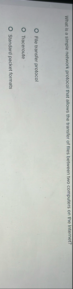 Solved What is a simple network protocol that allows the | Chegg.com