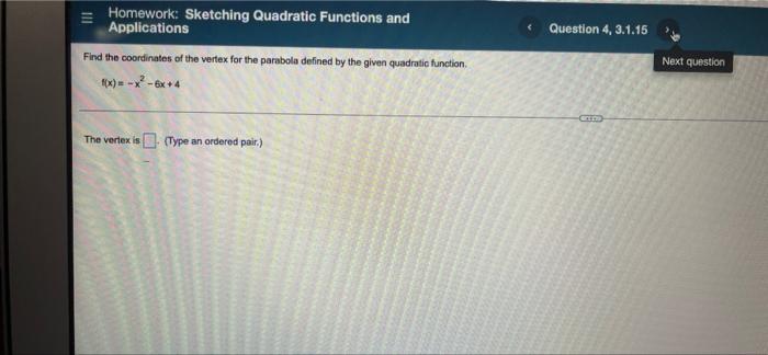 Solved mer 22 11 AM Homework Sketching Quadratic Functions | Chegg.com