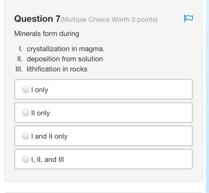 Solved Question 7(Multiple Choice Worth 3 points) Minerals | Chegg.com