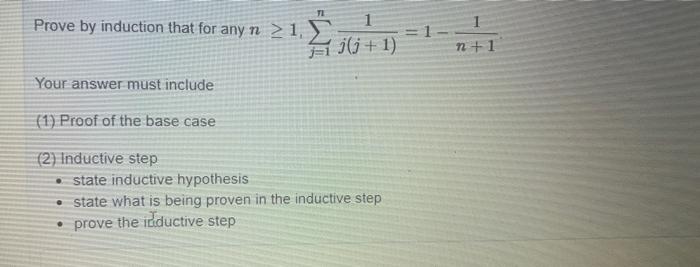 Solved Prove by induction that for any n≥0,∑j=0n2⋅31=3n+1−1 | Chegg.com