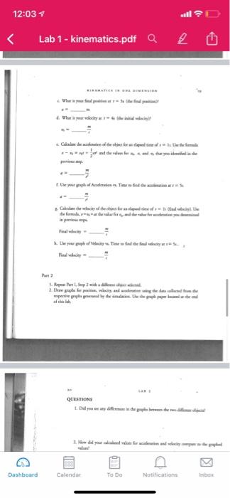 12:03 Lab 1 - kinematics.pdf Q KINEMATICS IN ONE | Chegg.com