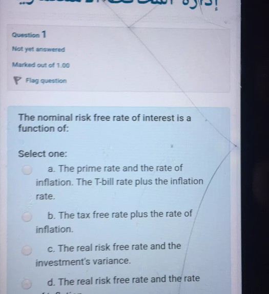 Solved Question 1 Not yet answered Marked out of 1.00 P Flag | Chegg.com