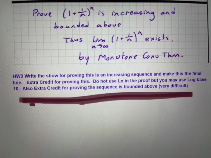 Solved Prove (1++)" is increasing and bounded above Thus tim | Chegg.com