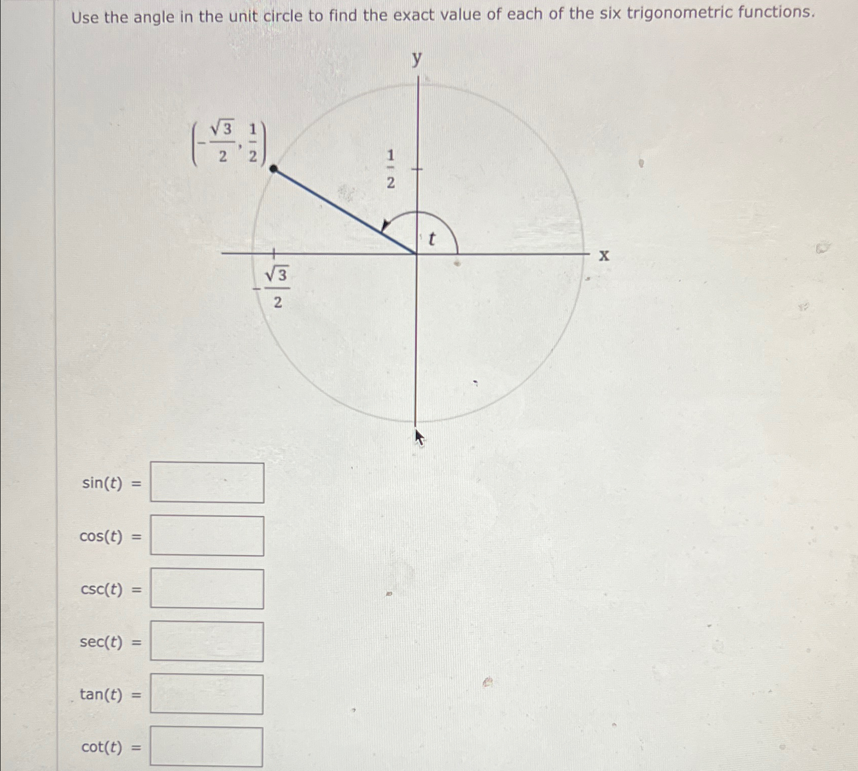 Solved Use the angle in the unit circle to find the exact | Chegg.com