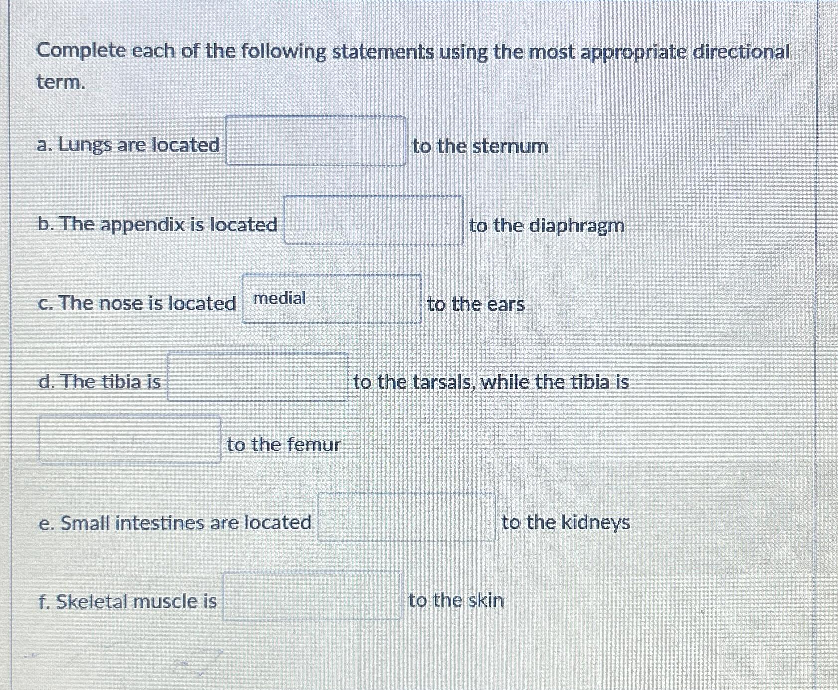 Solved Complete each of the following statements using the | Chegg.com