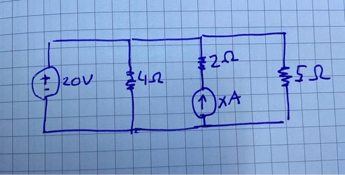 Solved if x is ....A, 20V source does not supply or absorve | Chegg.com