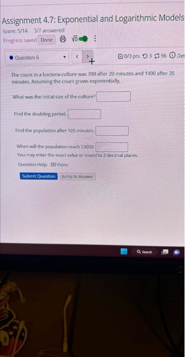 Solved Assignment 4.7: Exponential and Logarithmic Models | Chegg.com
