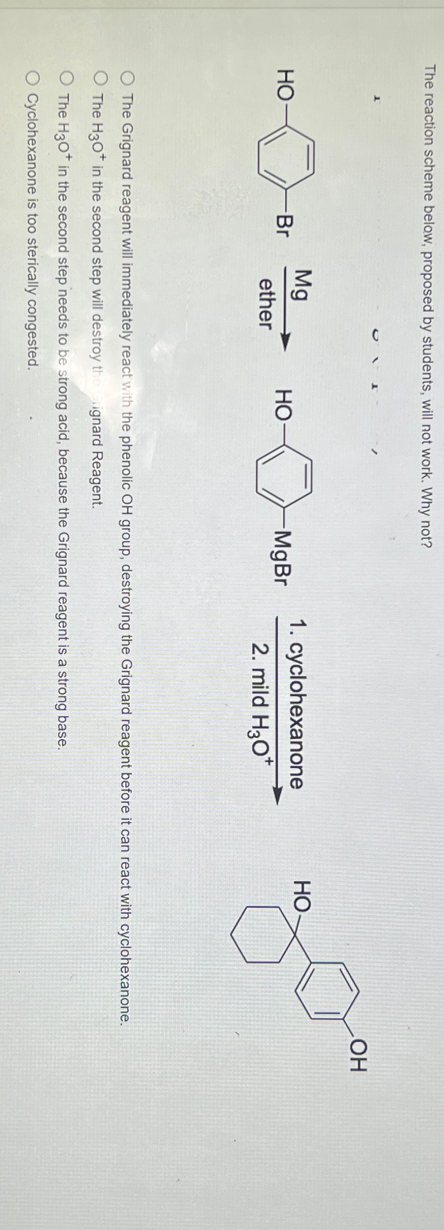 Solved The reaction scheme below, proposed by students, will | Chegg.com