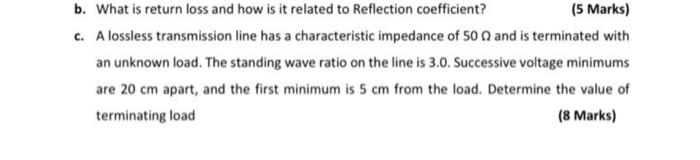 Solved b. What is return loss and how is it related to | Chegg.com