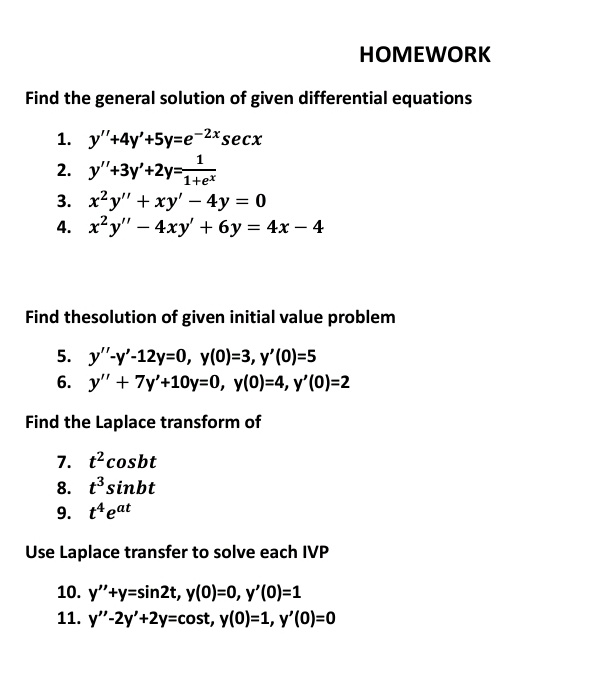 HOMEWORKFind the general solution of given | Chegg.com