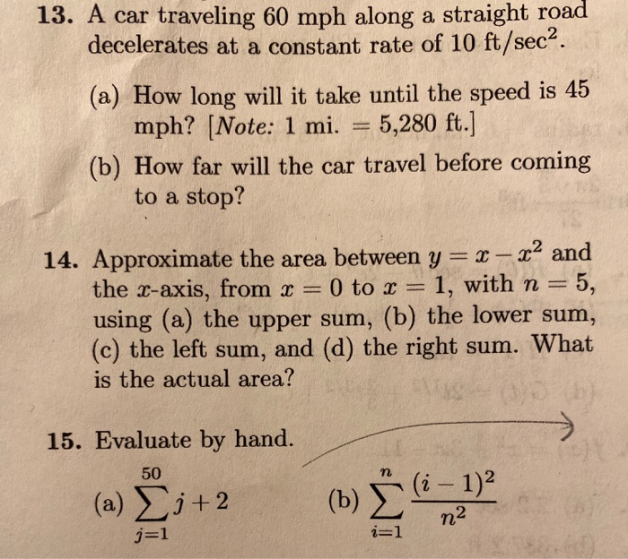 Solved 13. A car traveling 60 mph along a straight road | Chegg.com