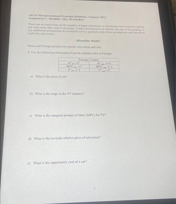 AFCO 360 International Eeobomie feiations/Summer 2023 | Chegg.com