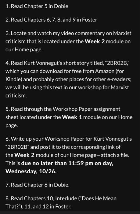 2. Read Chapters 6, 7, 8, and 9 in Foster 3. Locate | Chegg.com