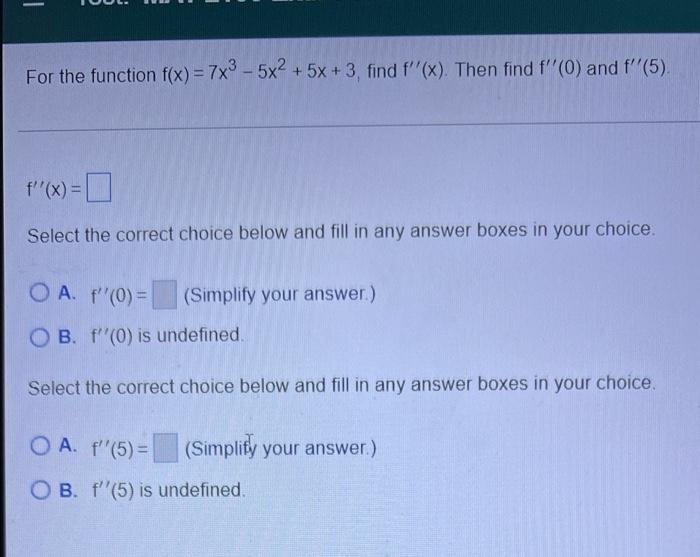 Solved For the function f(x) = 7x3 - 5x² + 5x + 3, find | Chegg.com