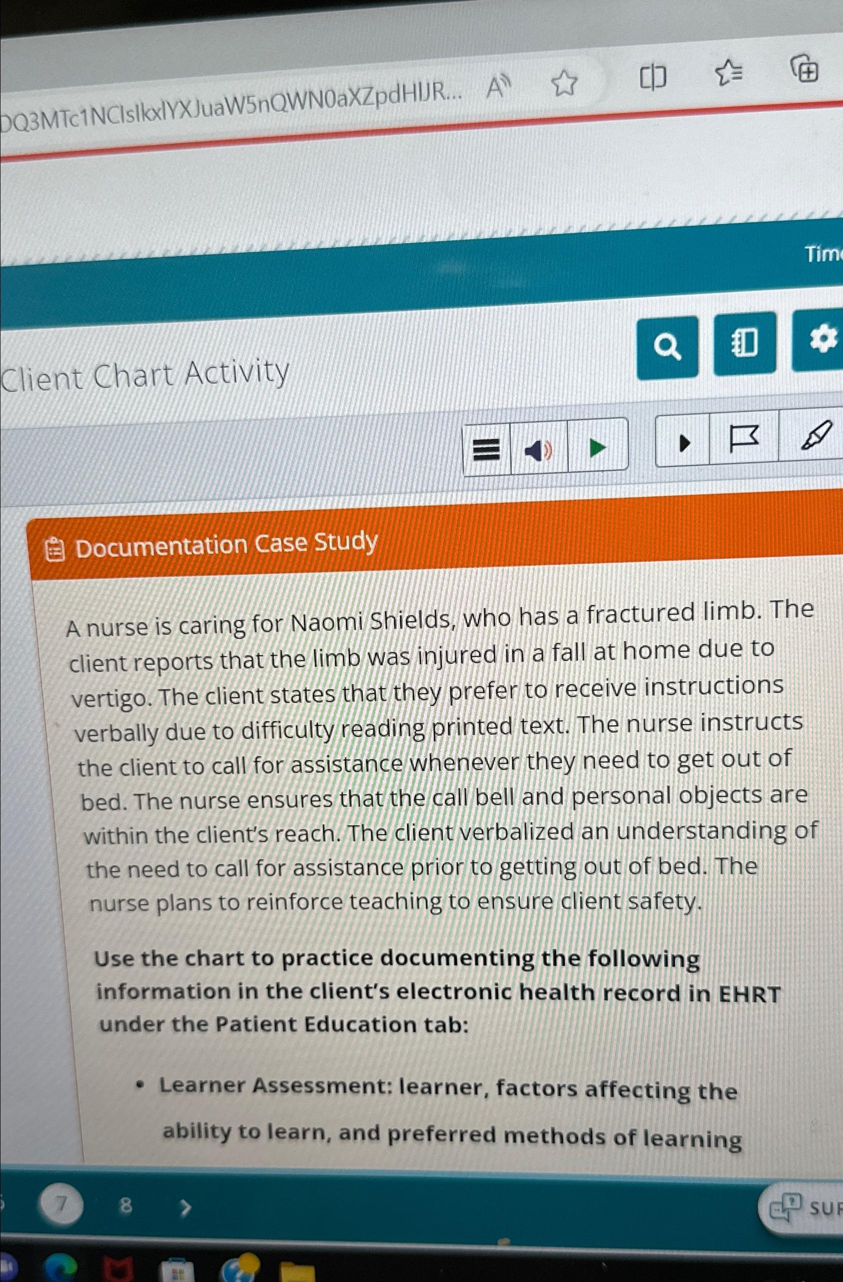 Solved DQ3MTc1NClsIkxIVXJuaW5nQWN0aXZpdHIJR...Client Chart | Chegg.com
