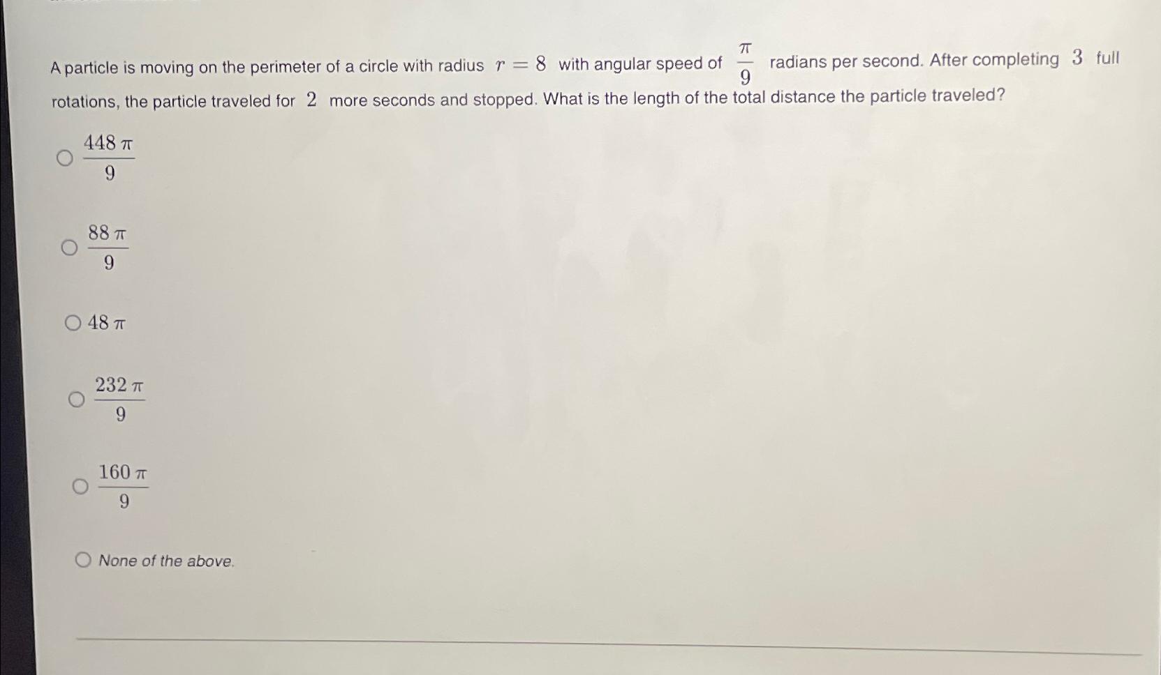 Solved A particle is moving on the perimeter of a circle | Chegg.com