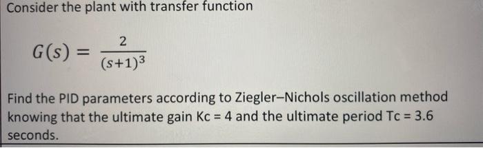 Solved ziegler nichols closed loop oscillation method. where | Chegg.com