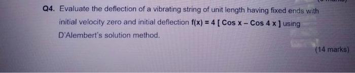 Solved Q4. Evaluate the deflection of a vibrating string of | Chegg.com
