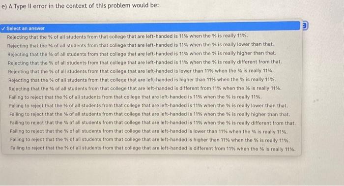Solved d) A Type I error in the context of this problem | Chegg.com