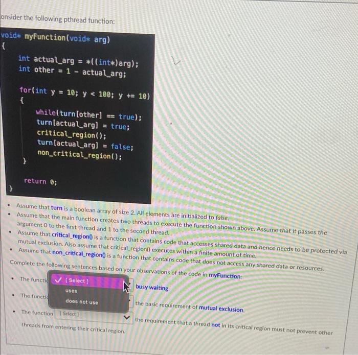 Solved onsider the following pthread function: void* | Chegg.com